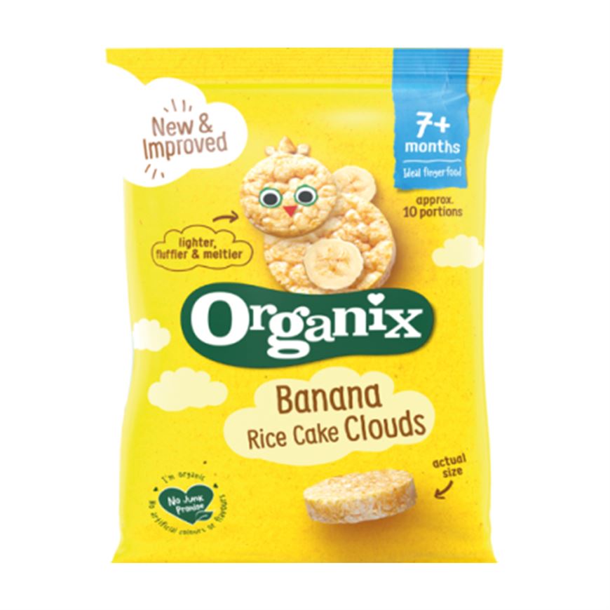 Organix Banana Rice Cake Clouds Organic Snacks for small Babies